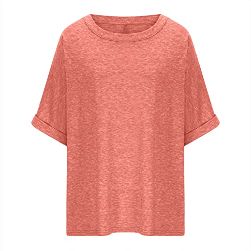 DASAYO Women Plus Size Tshirts Tops Crew Neck Solid Half Sleeve Shirt Tunic Comfy Casual Summer Plain Loose Blouse T Shirts