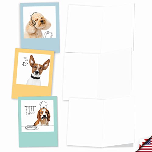 The Best Card Company - 10 Blank Dog Cards Assorted (4 x 5.12 Inch) - Adorable Boxed Animal Note Cards for All Occasions - Dogs & Doodles M6582OCB