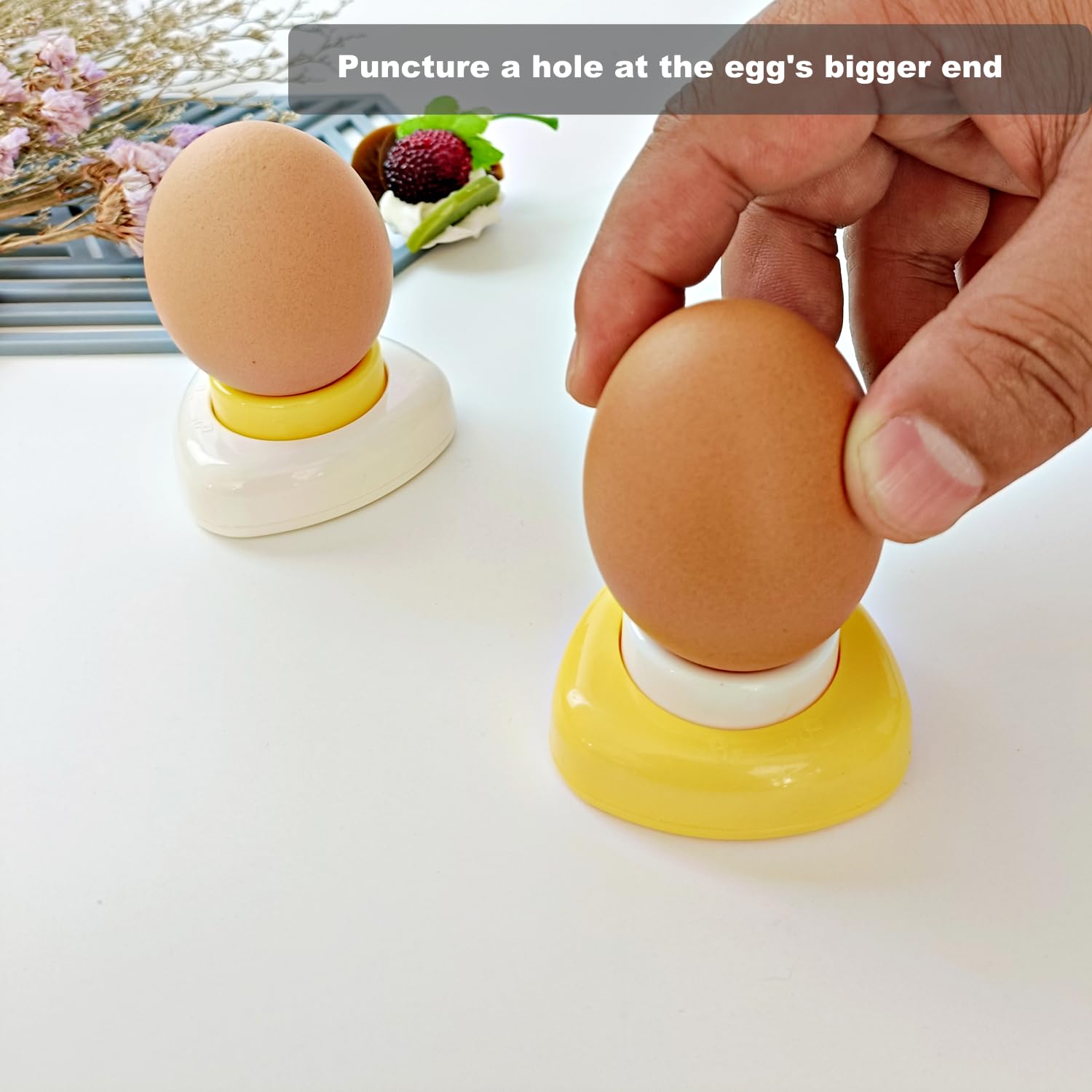 ChaLeeMoo Egg Piercer for Raw Eggs, Stainless Steel Egg Poker for Boiling Eggs, Great Eggshell Peeler Tool to Get Good Hard Boiled Eggs, Egg Hole Puncher Pricker with Retractable Pin, Black