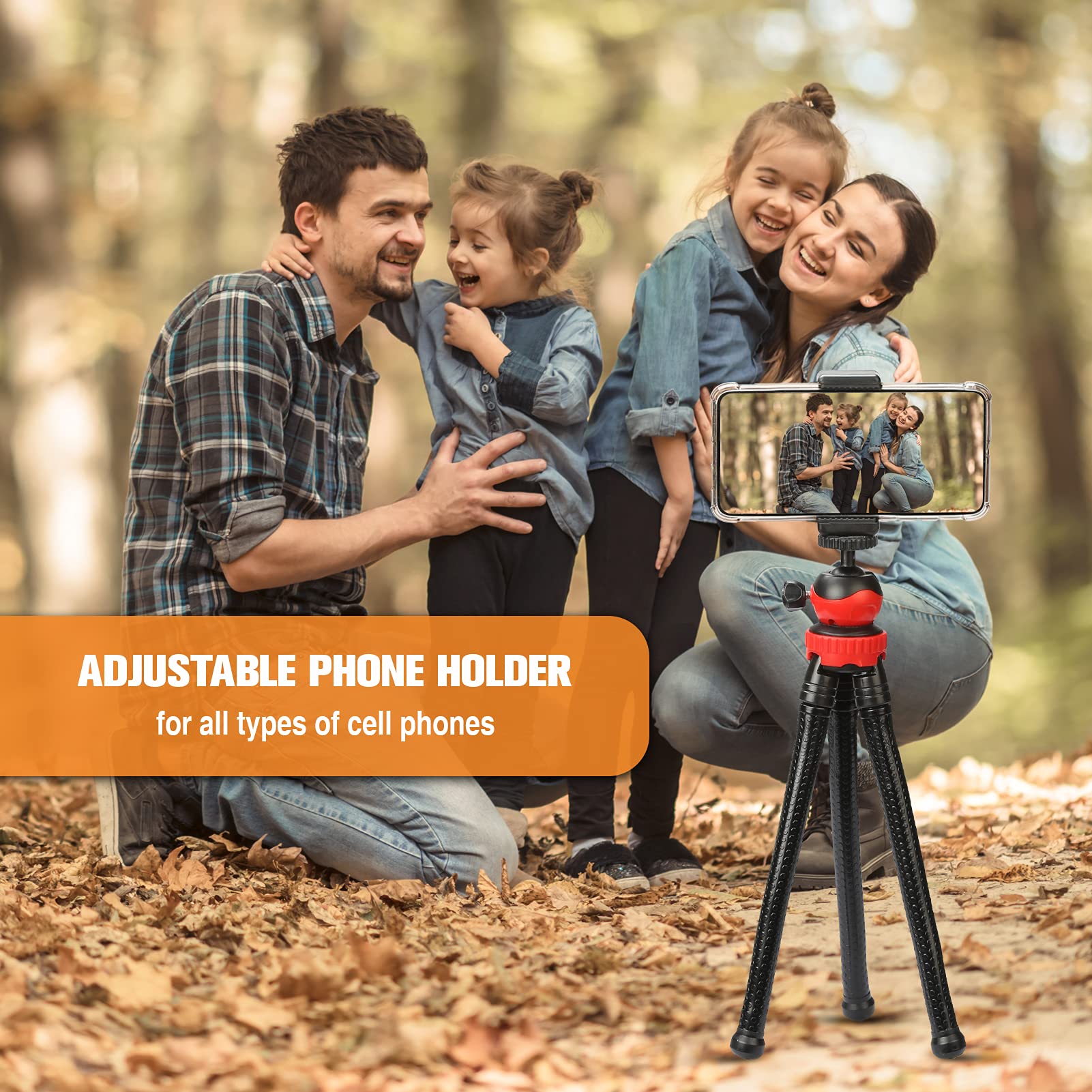 Bendable Tripod for iPhone, Mini Flexible Tripod, Bendy Tripod for Camera/DSLR/Gopro, Nikon/Canon Vlogging Tripod with Wireless Remote Control, Phone Clamp & Bendable Octopus Legs