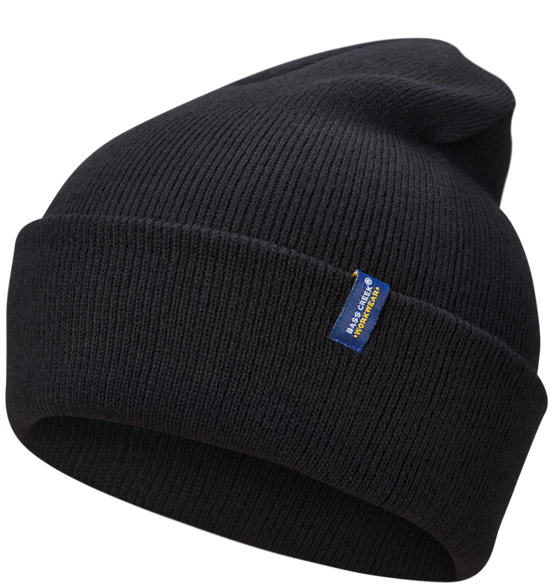 Bass Creek Outfitters Men's Winter Hat - Workwear Cuffed Beanie (2 Pack), Size OneSize, Black/Organge