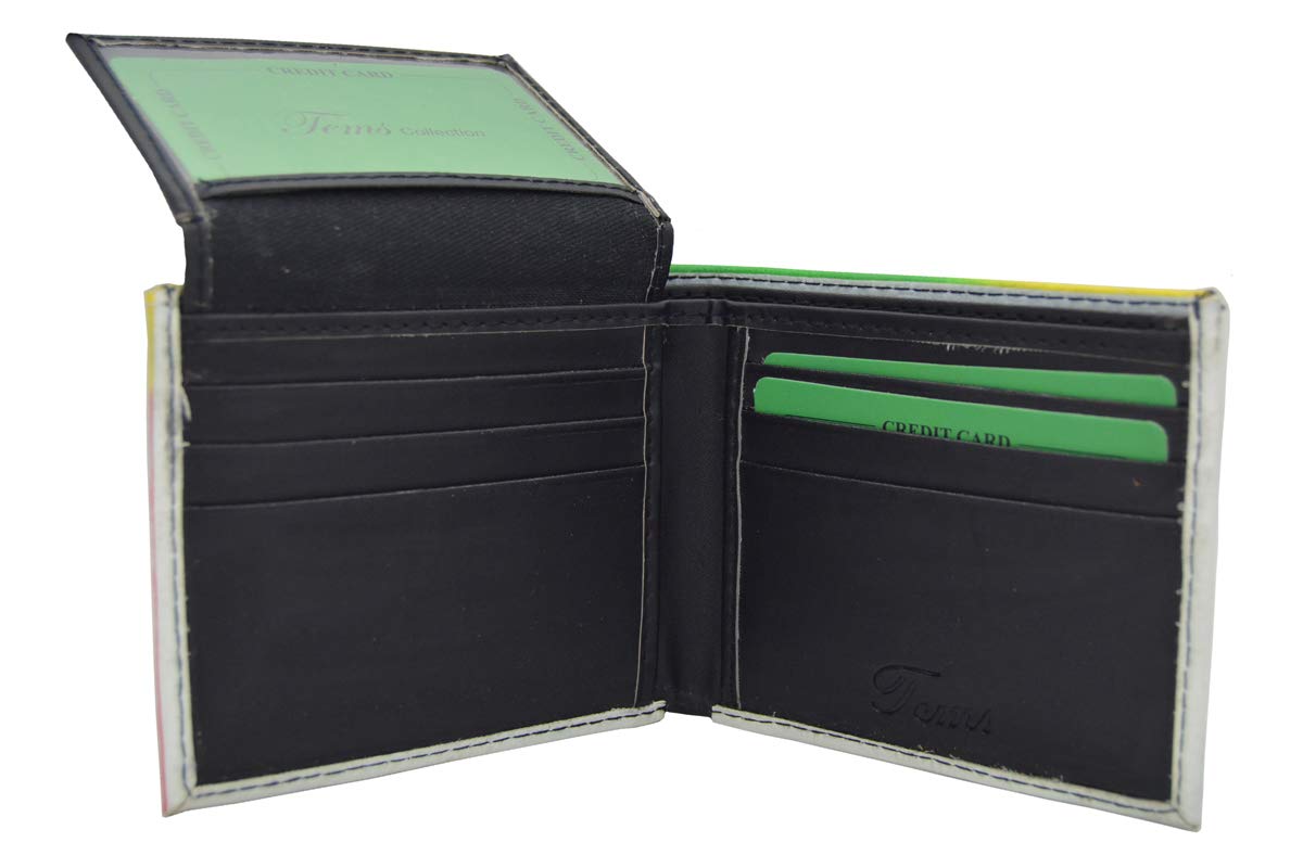 Leather Bi-fold Rasta Marijuana Wallet Bills Credit Card Holder Pockets Unisex Men Women Wallet