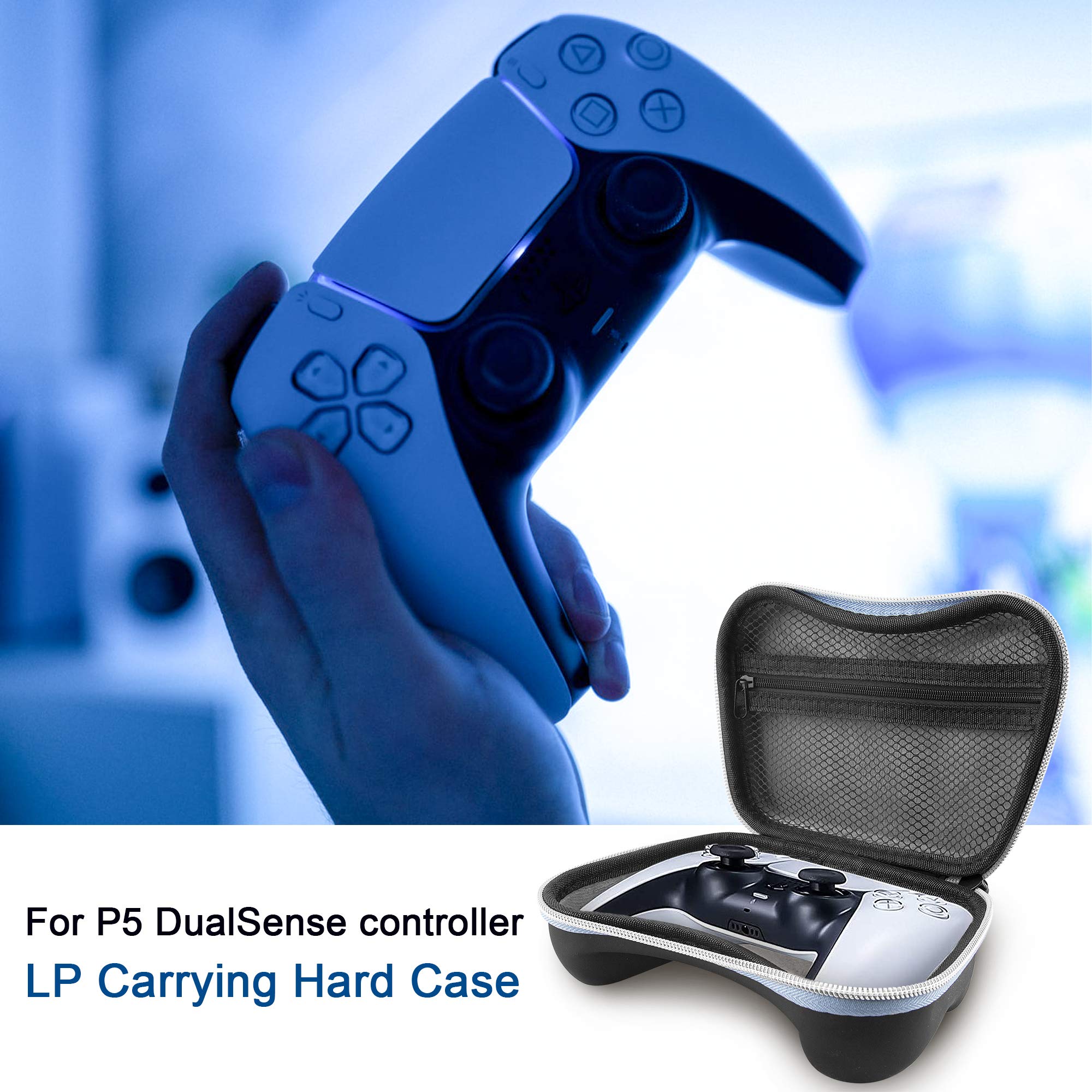 Case for PS5 Controller, LP PS 5 Controller Accessories Kit Including Carrying Travel Hard Case Anti-Slip Dust-Proof Protective Skin and 4 Thumb Grip Caps