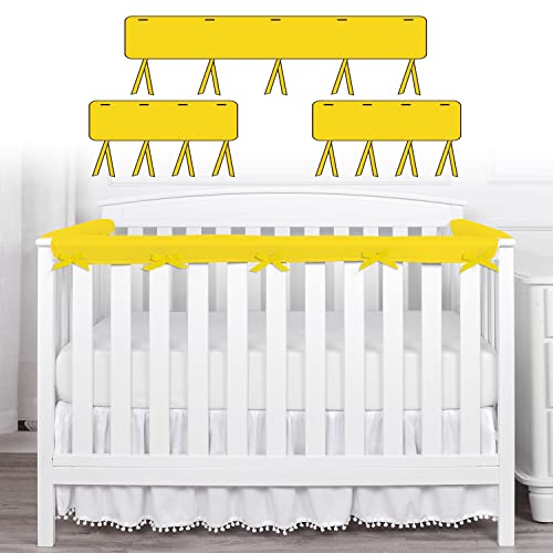 Vjningu Crib Rail Covers, Wrapped Rail Cover 3 Pcs (One Set) Anti-Collision Strip Corner Cover for Teething Bed Guardrail Cover Furniture Boys & Girls for Standard Crib(Yellow)