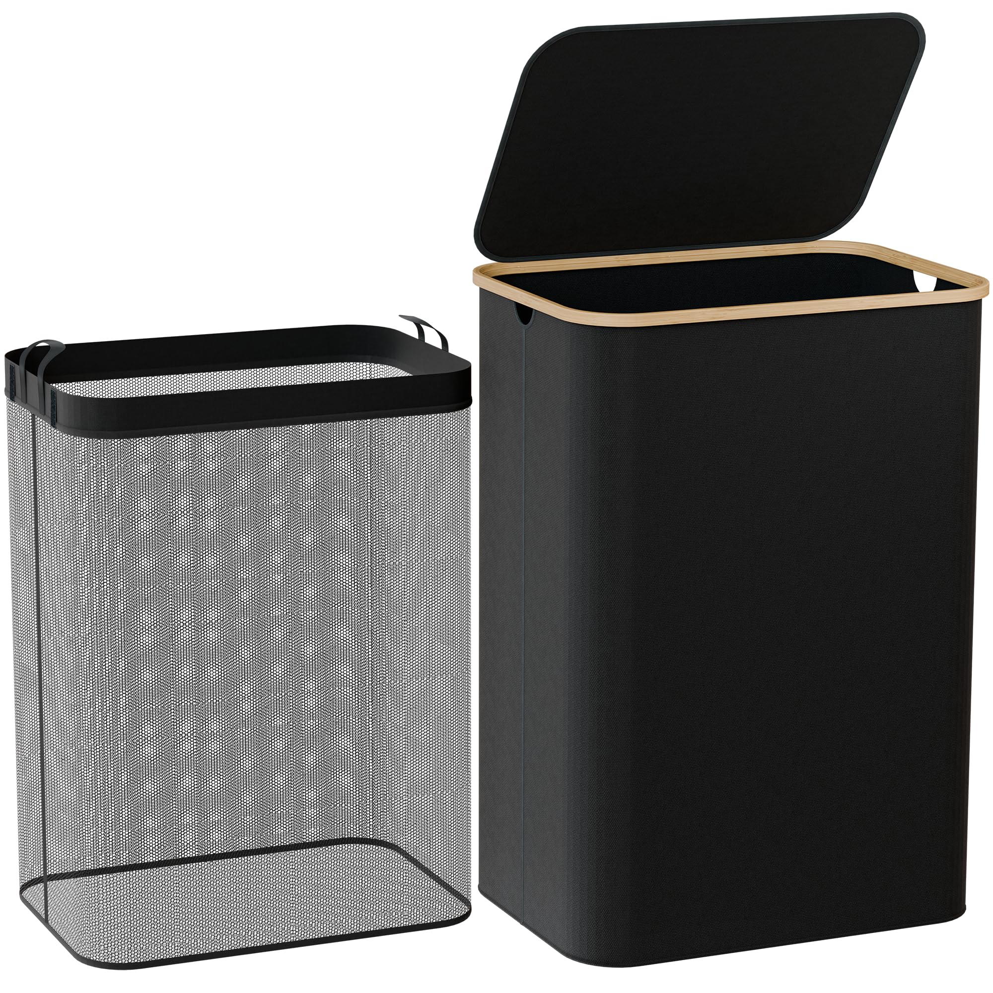 CasaCulina 160L Laundry Hamper with Lid, Extra Large Laundry Basket 3 Section with Removable Washing Bags, Collapsible Waterproof Dirty Clothes Hamper for Laundry Room, Bathroom, Bedroom, Dorm, Beige