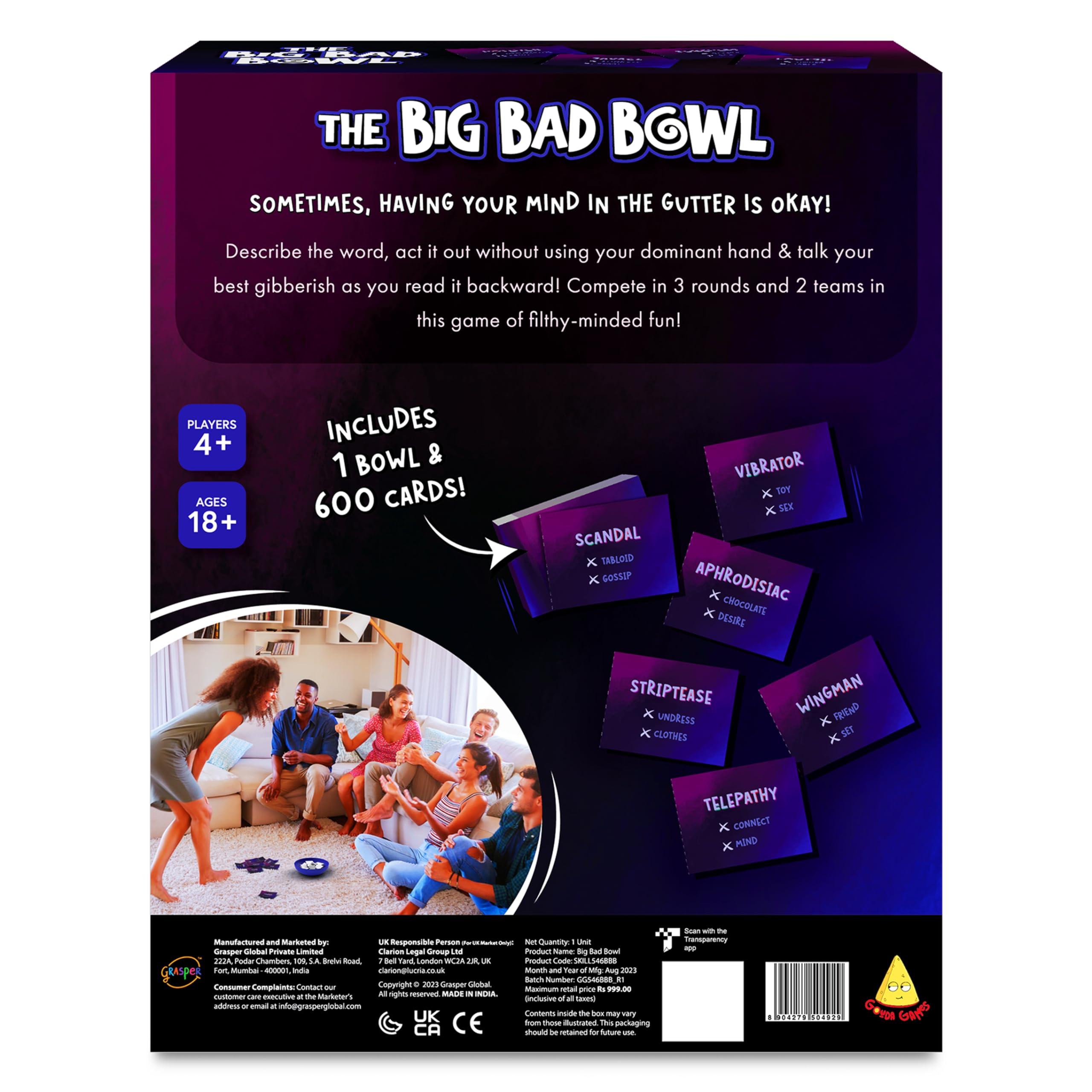 Big Bad Bowl - Ultimate 600 Cards Fun Party Game for Adults, Engaging Icebreakers, Hilarious Group Challenges, Guessing Game, Travel-Friendly, Gifts for Game Night, Ages 18+