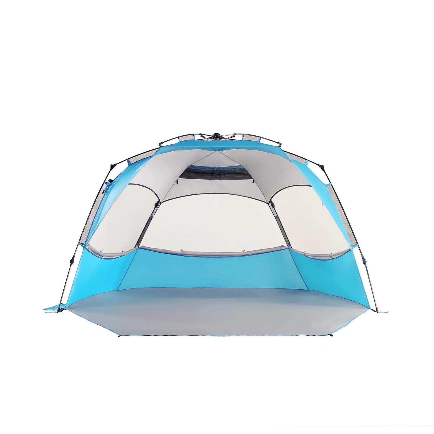 Beach Tent Pop Up with Sand Pocket for 4-5 Person, Easy Setup Sun Shelter Shade,UPF 50+ UV Protection, Lightweight & portable Beach Umbrella, Extended Floor&3 ventilating windows Extra XLarge