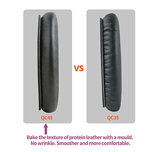 Earpads for Bose QuietComfort 45 QC45 QC35 ii QC35 Professional Headphones Ear Cushions Replacement Ear Pads Padding with Noise Cancelling Lambskin Leather Memory Foam Black