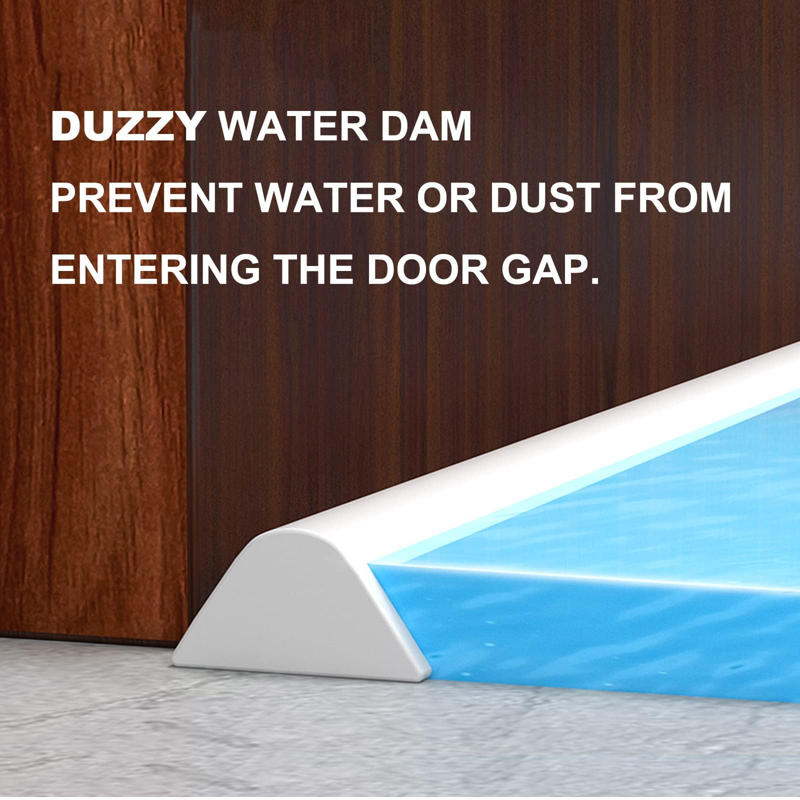 Duzzy 67 Inch Collapsible Shower Water Dam, Shower Threshold Water Stopper Barrier and Retention System and Keeps Water Inside Threshold Dry and Wet Separation, Suitable for Bathroom & Kitchen