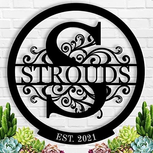 Customized Family Name Sign Personalized Last Name Metal Signs Custom Last Name Sign Metal Wall Art Split Letter Name Sign Door Hanger Monogram Wall Decor Metal Sign Wedding Gift