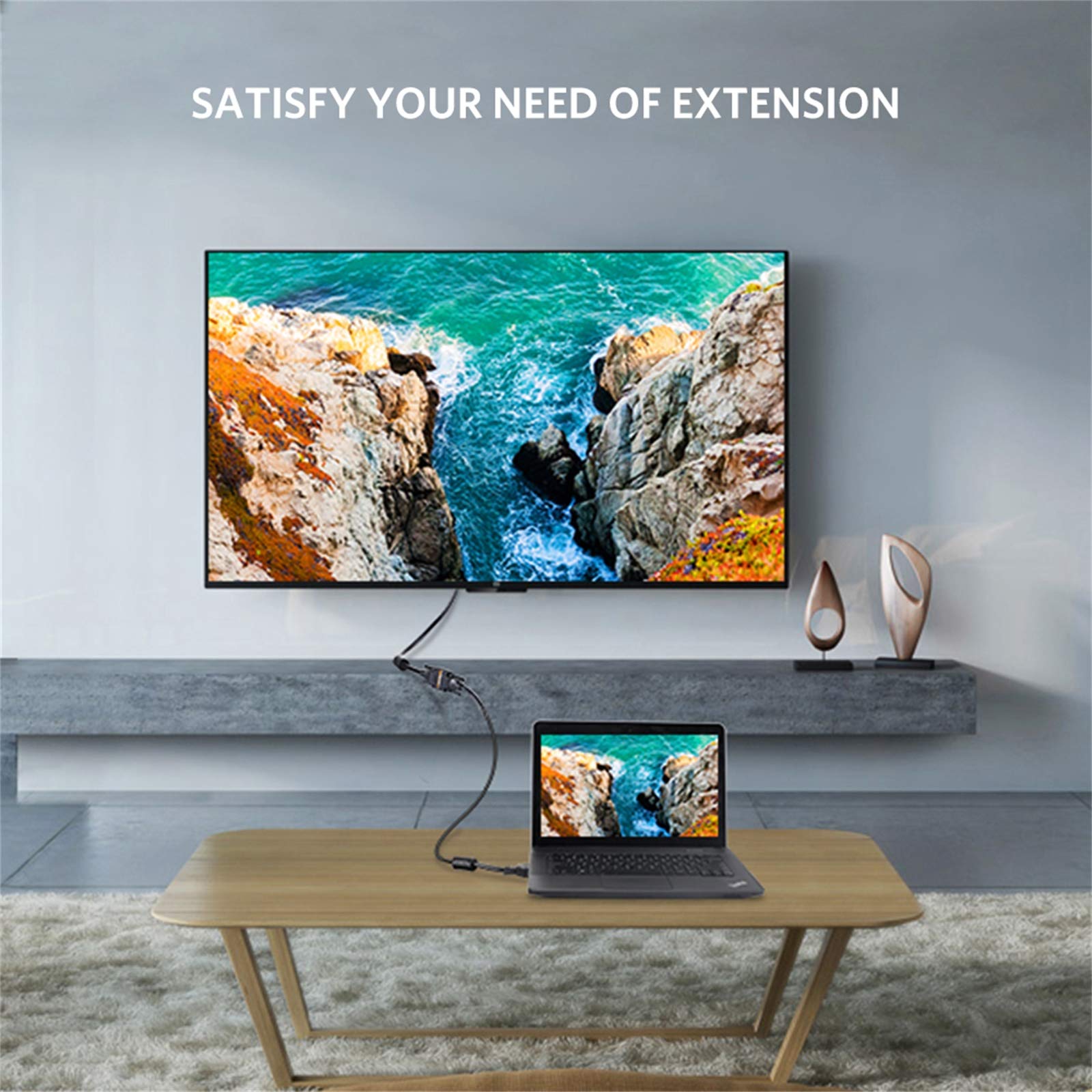 UGREEN VGA Extension Cable SVGA Male to Female HD15 Monitor Video Adapter Cable Support 1080P Full HD for Laptop, PC, Projector, HDTV, Display 6FT