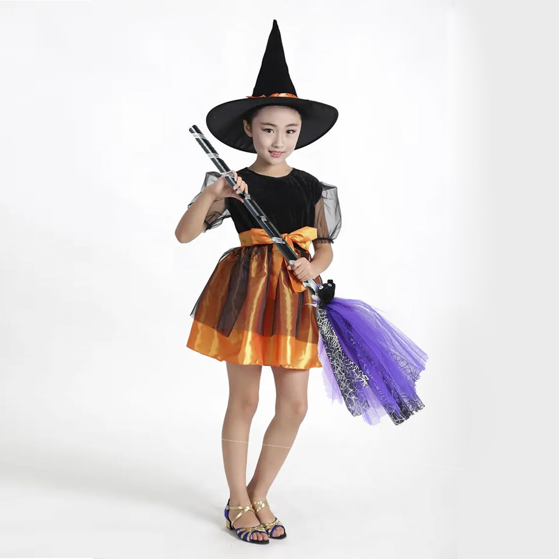BinaryABC Halloween Witches Broom Plastic Spider Broom Witch Broomstick,Halloween Witch Decoration Props,Witch Costume Accessories,Halloween Supplies