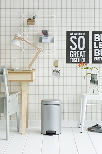 Brabantia New Icon Step Trash Can (3.2 Gal/Metallic Gray) Soft Closing Kitchen Garbage/Recycling Can with Removable Bucket