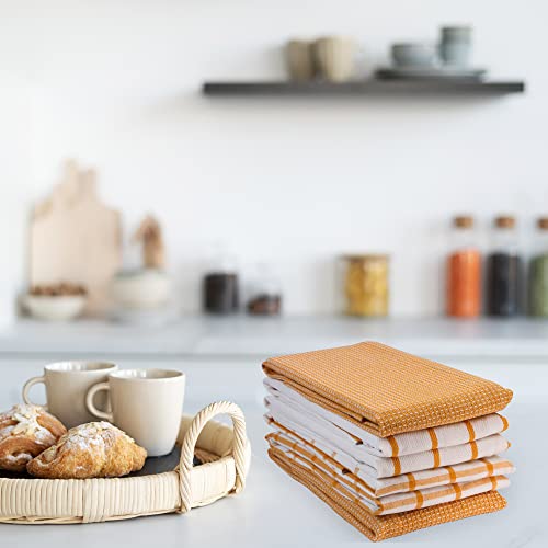 LANE LINEN Kitchen Towels Set - Pack of 6 Cotton Dish Towels for Drying Dishes, 18βx 28β, Kitchen Hand Towels, Tea Towels, Premium Dish Towels for Kitchen, Quick Drying Kitchen Towel Set - Yellow