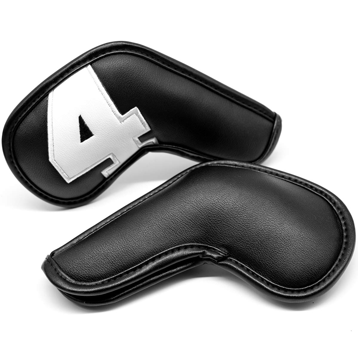 Barudan Golf Iron Club Head Covers Set Headcovers for Callaway Ping S5 - Big Colorful Number - Long Neck - Black Pu Leather fits Small Standard Oversized Golf Clubs 10pcs/Pack (Black+White Number)