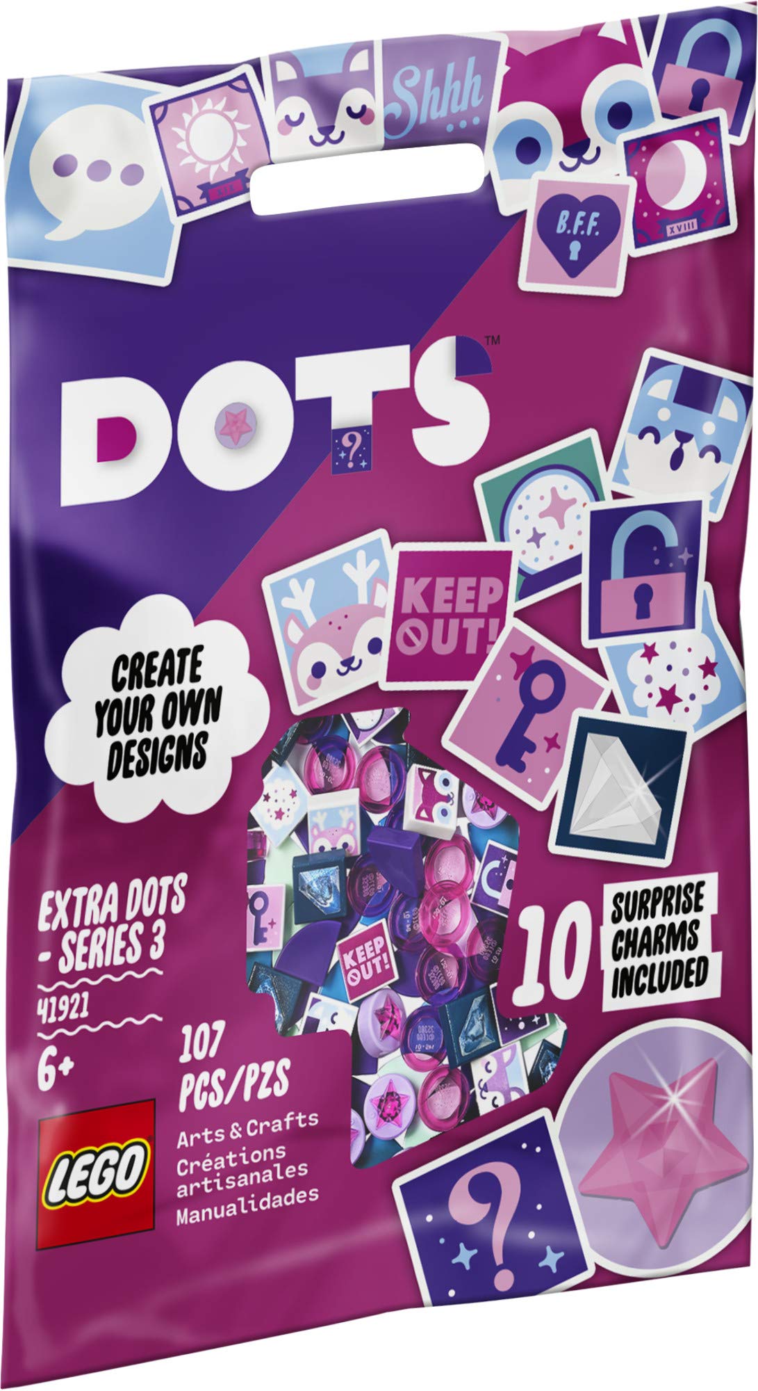 LEGO DOTS Extra DOTS β Series 3 41921 DIY Craft Decorations Kit for Fun Creative Play, New 2021 (107 Pieces)