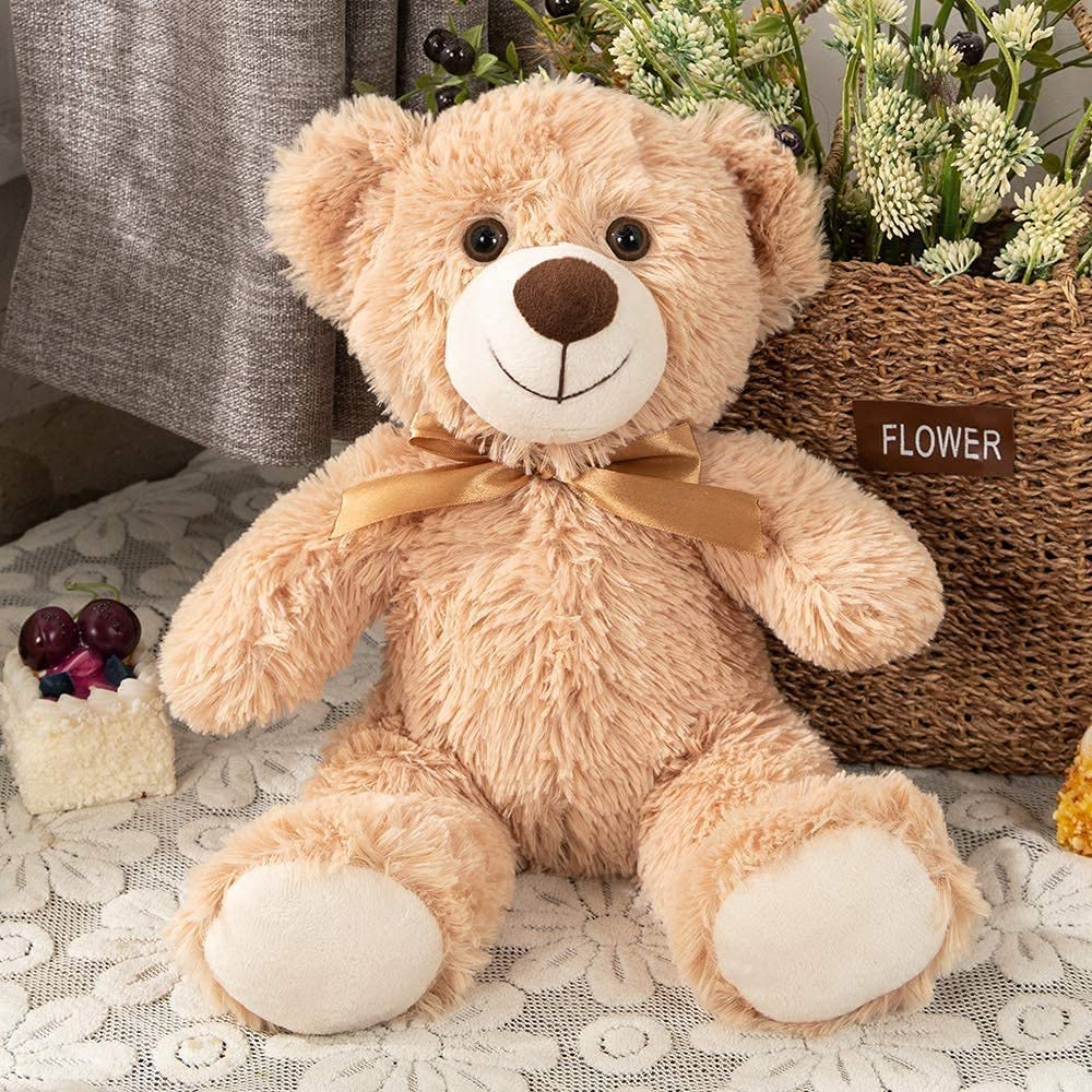 MorisMos 3 Packs Teddy Bears Bulk Stuffed Animals, Cute Small Plush Toys, Little Bear for Kids on Centerpiece Baby Shower, 14 Inches, Brown