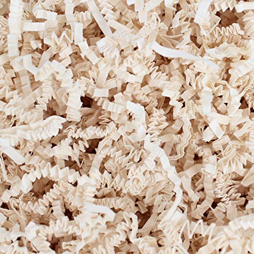 Mighty Gadget 1/2 LB Light Ivory Crinkle Cut Paper Shred Filler for Gift Wrapping & Basket Filling