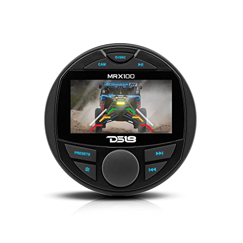 DS18 MRX100 Marine Boat Head Unit - 2 Zones, 4 Volts Output, RDS 4X40 Watts, TFT Video Screen, No CD Player, Bluetooth Audio, IPX6 Rated, USB, MP3, AM/FM Radio Receiver