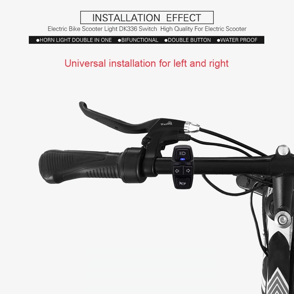 BEISGUANGS Ebike Accessories DK336 12V-72V 22mm Horn and Turning Light Switch Bike DIY Conversion