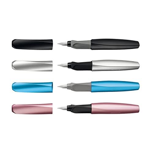 Pelikan Twist Fountain Pen with 1 Ink Cartridge, Medium Nib, Silver, Boxed (947101)
