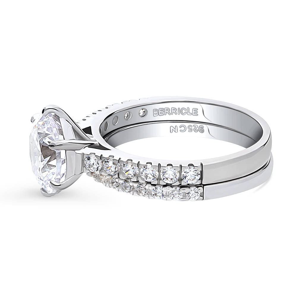 BERRICLE Sterling Silver Solitaire Wedding Engagement Rings 2.7 Carat Round Cubic Zirconia CZ Ring Set for Women, Rhodium Plated Size 9