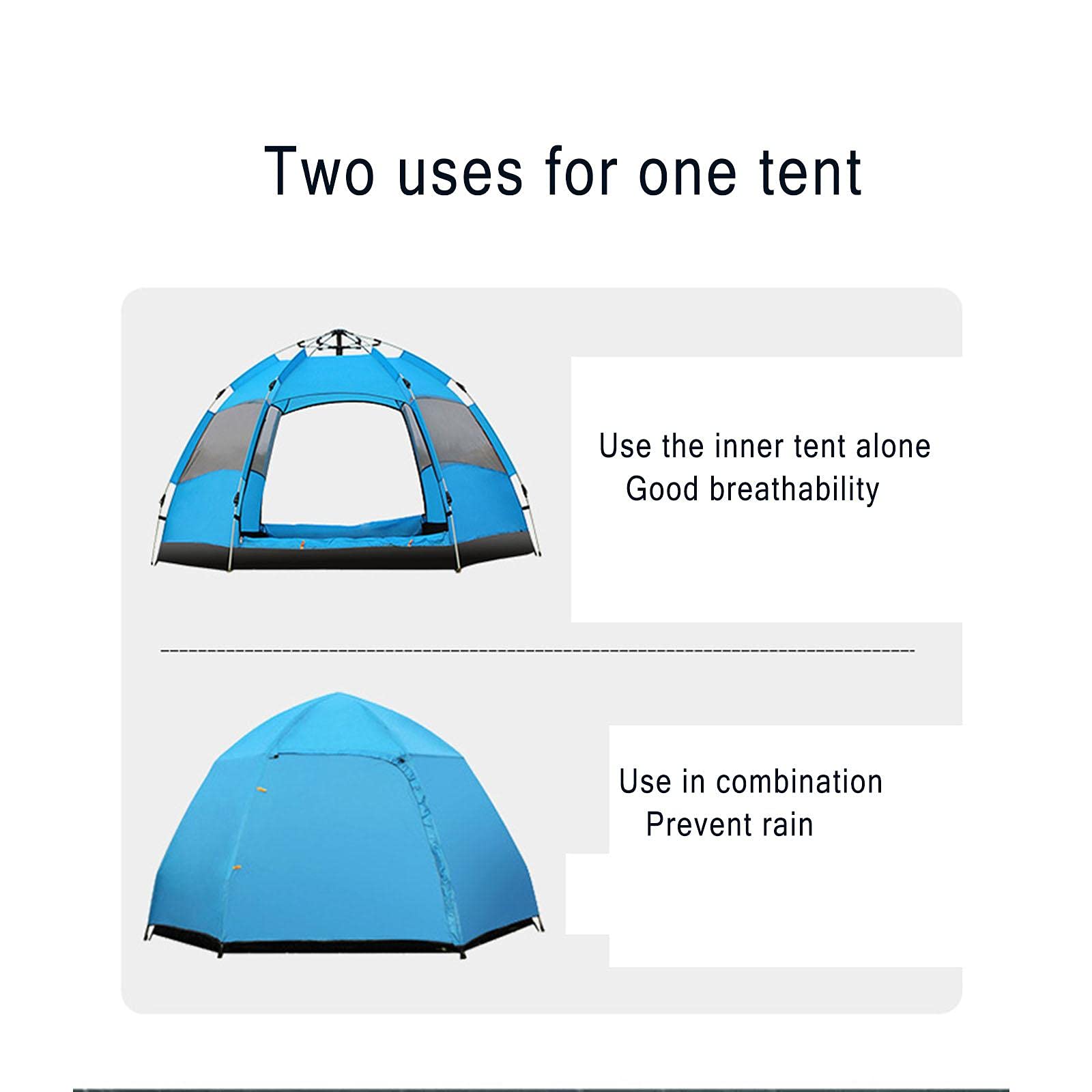 Benizz Automatic Hexagonal Tent Outdoor Multi-Person Double-Decker 3-5 People Camping Camping Rainproof Blue