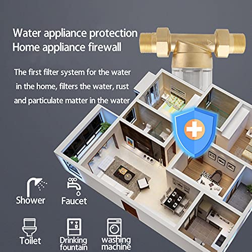CJGS Water Pre-Filter Sediment Filter 40 Micron,Central Prefilter Whole House Water Filter Purifier System 3T/h Siphon Backwash -Reusable Spin Down Sediment Water Filter