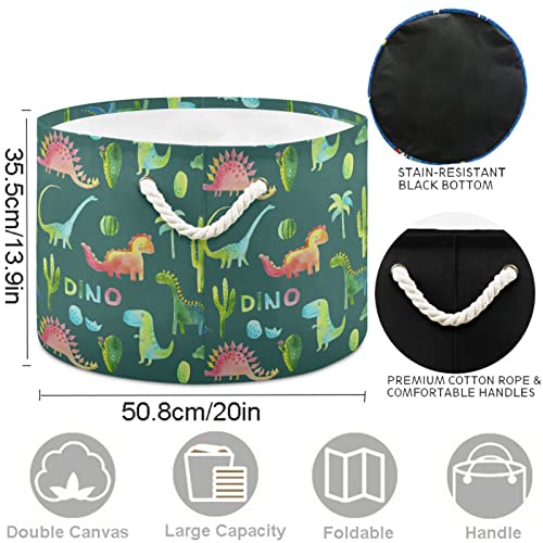 visesunny Funny Cartoon Dinosaur Cactus Laundry Baskets Fabric Storage Bin Storage Box Collapsible Storage Basket Toy Clothes Shelves Basket for Bathroom,Bedroom,Nursery,Closet,Office