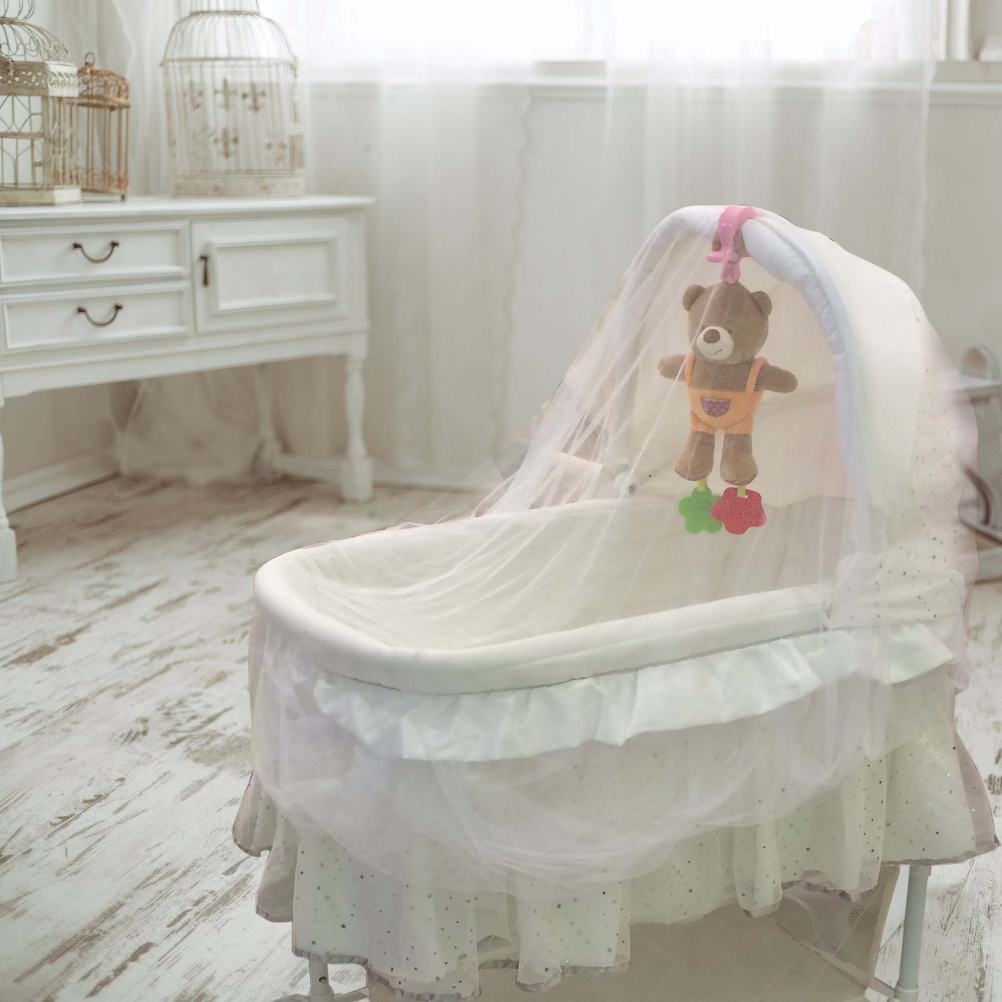 Mosquito Net for Stroller, Crib, Pack n Play, Play Yard, Bassinet, Playpen | Mosquiteros para Cunas De Bebes | Stretchy, Durable and Breathable | Machine Washable (White)