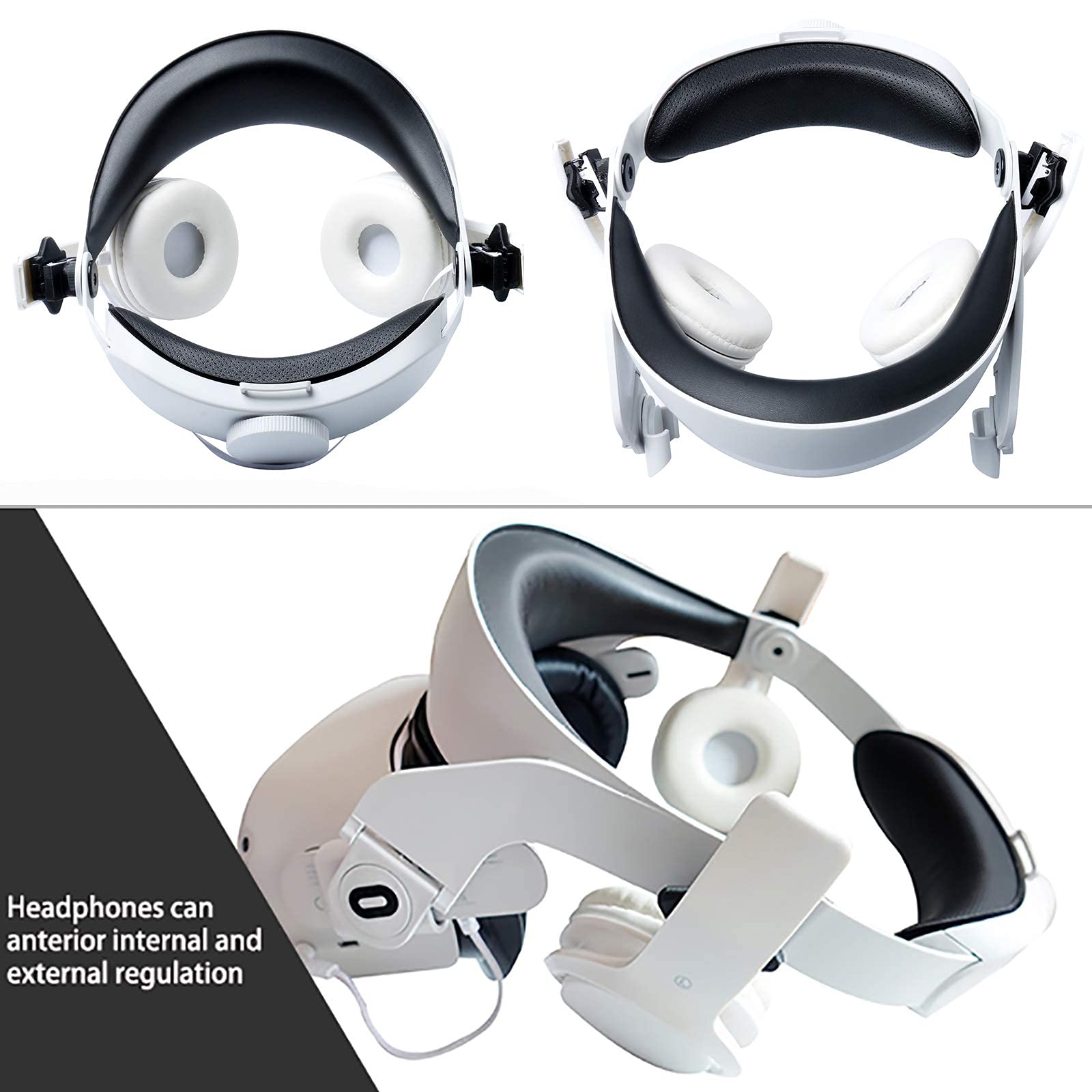 HUAYUWA Virtual Reality Relieve Pressure Head Strap with Headphones Headset Fit for Oculus Quest 2 VR Glasses Accessories