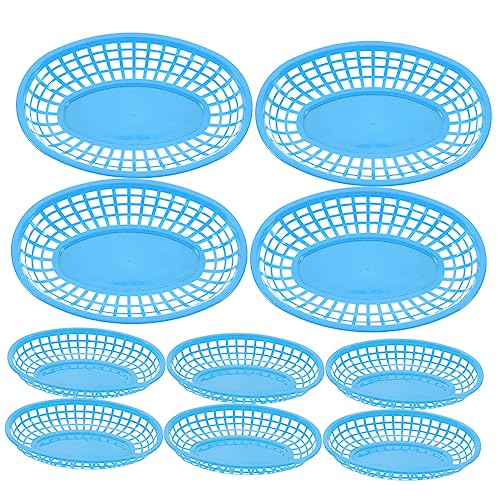 KJHBV 12pcs Snack Plate Hamburger Basket Plastic Hamper Vegetable Food Basket for Snacks Pp Blue Snack Baskets Food Basket Ktv Snacks Basket At Home Afternoon Tea Plastic Food