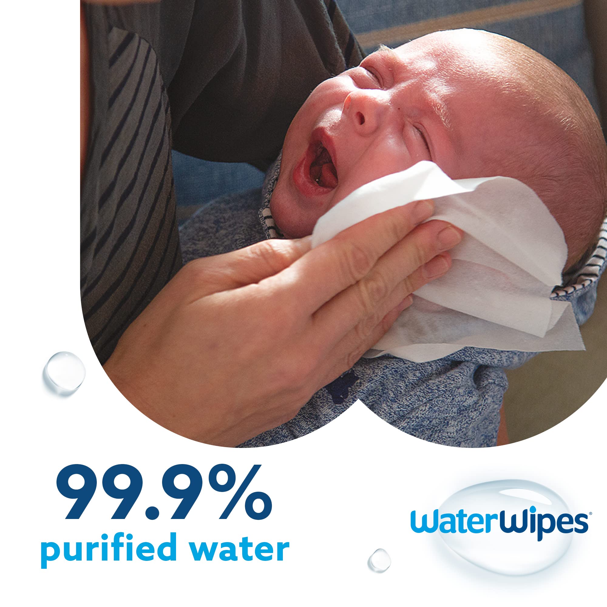 WaterWipes Plastic-Free Original Baby Wipes, 99.9% Water Based Wipes, Unscented & Hypoallergenic for Sensitive Skin, 300 Count (5 packs), Packaging May Vary