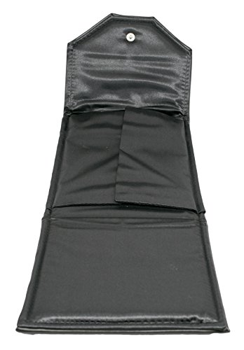 Novel Box Premium Large Black/Black Stitched Leatherette Pearl/Omega Necklace Folder + Custom NB Pouch