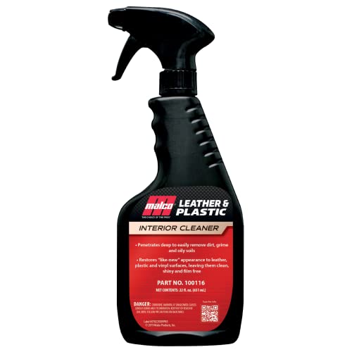 Malco Leather & Plastic Cleaner – Penetrates Deep to Remove Dirt, Grime and Oily Soils/Restores Leather, Plastic and Vinyl/Leaves Surfaces Clean, Shiny and Film-Free / 22 Oz. (100116)