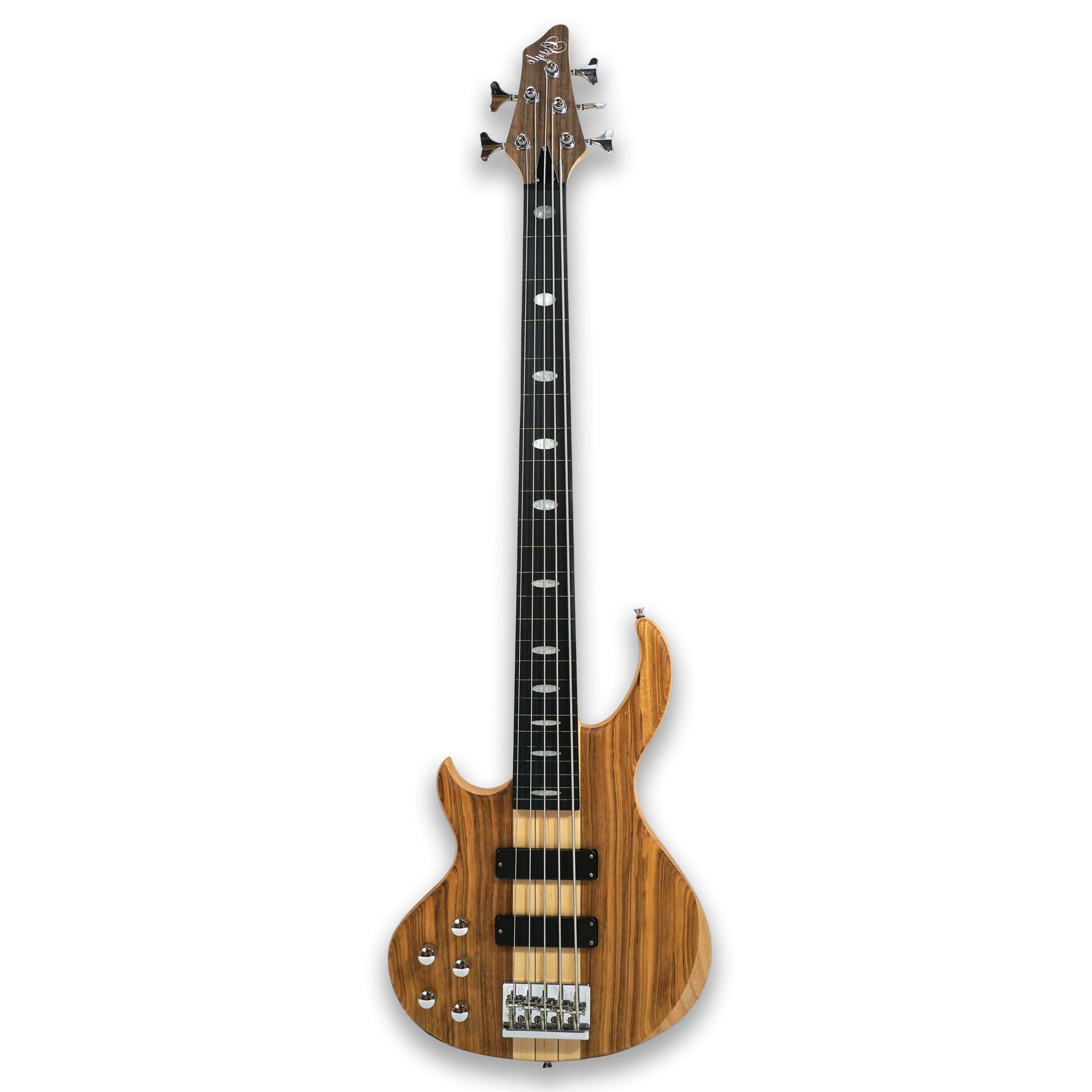 Left-handed Fretless 5 String Electric Bass Guitar Okoume body