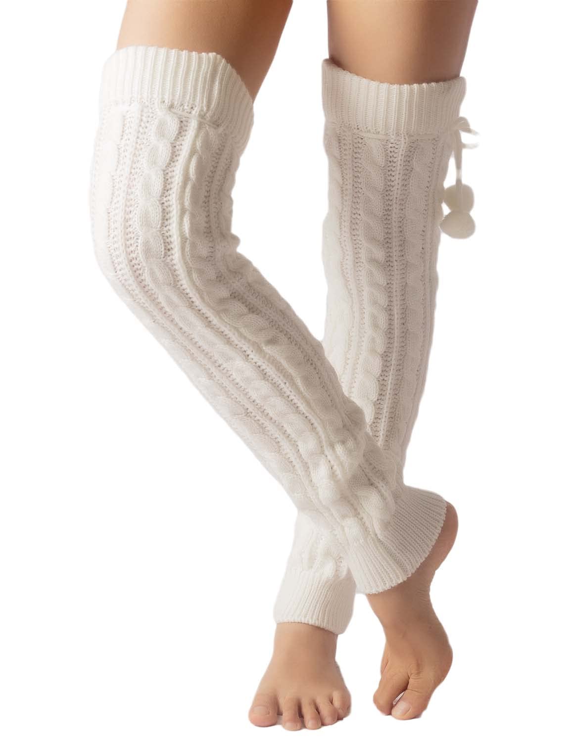 iB-iP Women's Leg Warmer Ballet Dancers Aerobics Cute Knee High Thermal Costume, Size: One Size, White