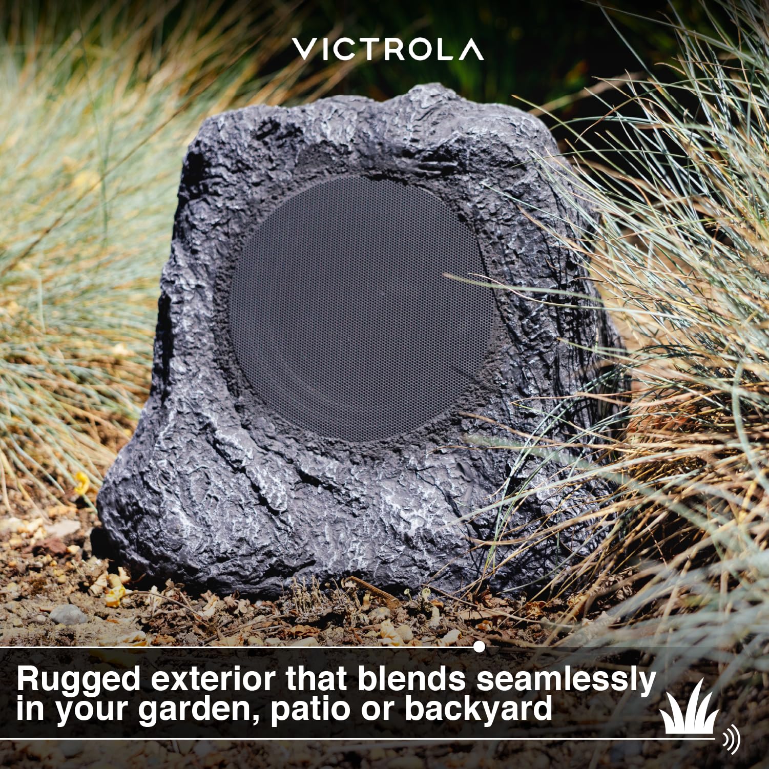it.innovative technology Outdoor Rock Speaker Pair - Wireless Bluetooth , for Garden, Patio, Waterproof, Built for all Seasons & Solar Powered with Rechargeable Battery, Music Streaming - Charcoal