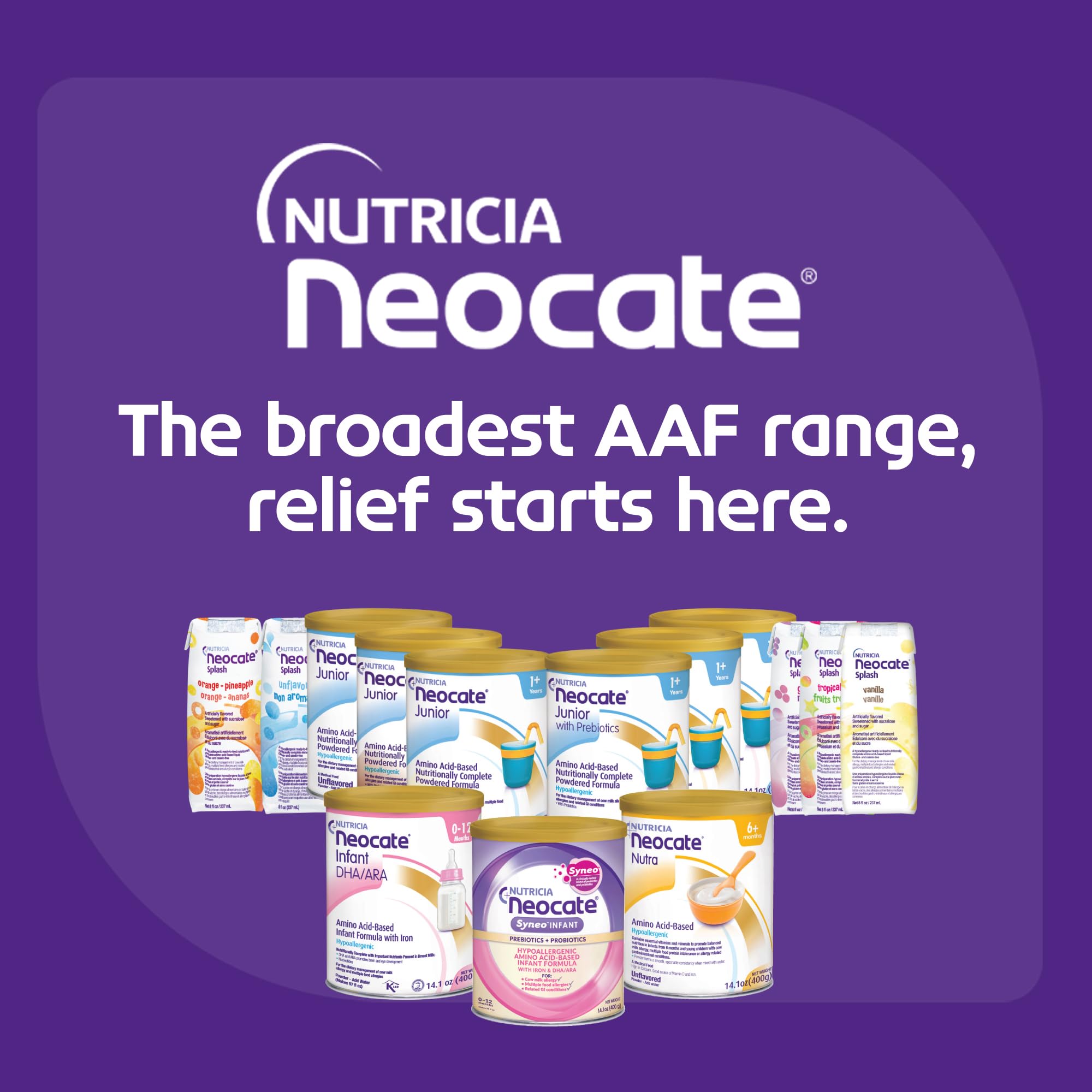 Nutricia Neocate Junior - Hypoallergenic, Dairy-free, Amino Acid-Based Formula - Formula for 1+ Years - For Toddlers, Kids & Teens - Powdered Formula - Unflavored - 14.1 oz can (Case of 1)