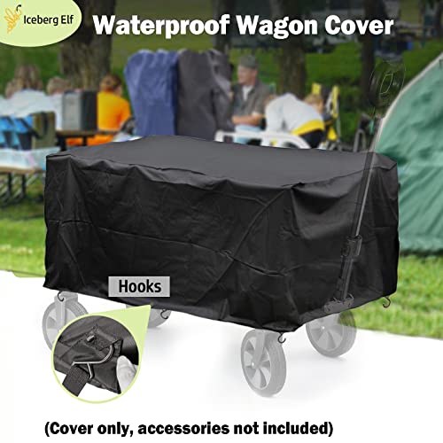 Iceberg Elf Folding Wagon Rainproof Insulation Cover, with 6 Hooks, Black Thin (Cover only, Accessories not Included)