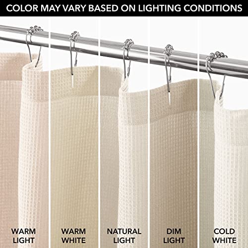 mDesign Cotton Waffle Knit Shower Curtain - Hotel Style Shower Curtain - Luxury, Spa Quality Waffle Weave Fabric Cotton Shower Curtains for Bathroom - Bath and Shower Curtains - 72" x 72", Cream/Beige