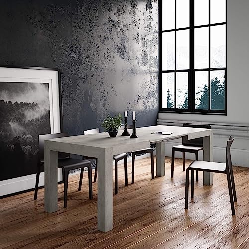Mobili Fiver, Iacopo Extendable Dining Table, Concrete Grey, Made in Italy