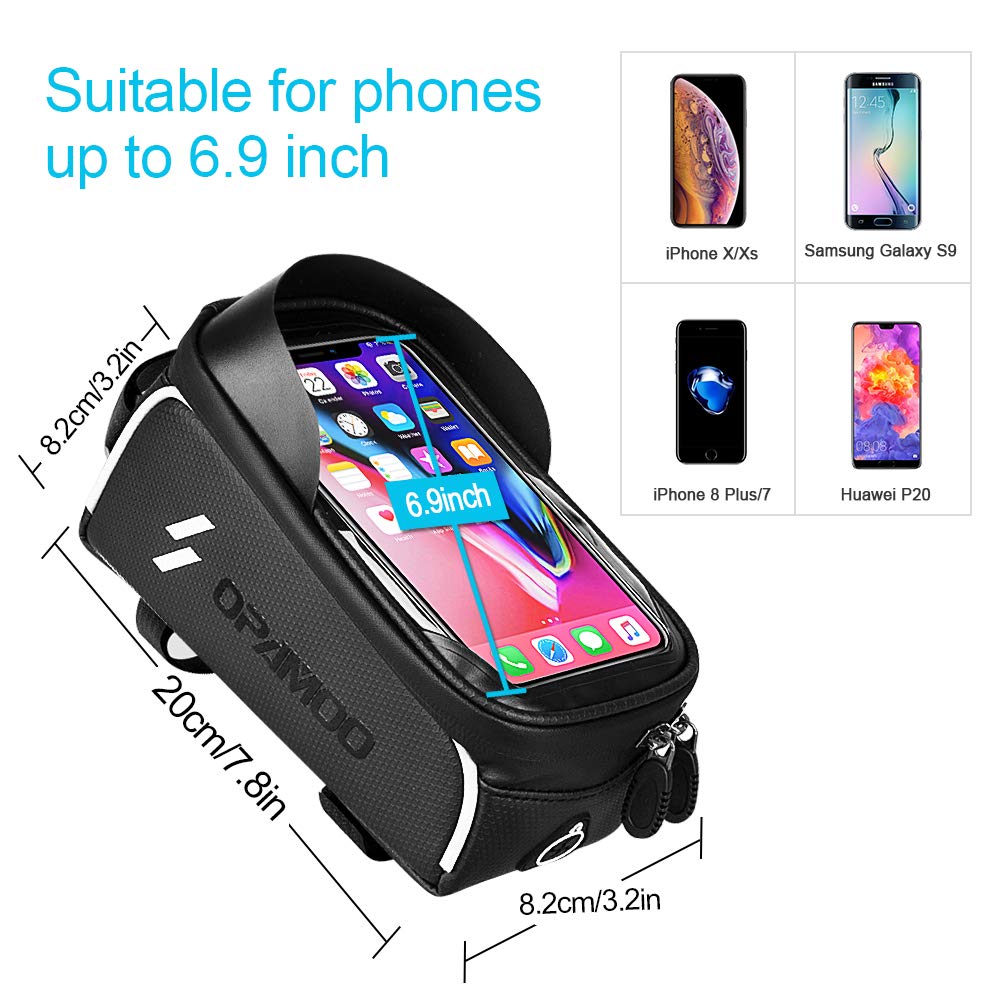 Bike Phone Front Frame Bag - Bicycle Bag Waterproof Top Tube Cycling Phone Mount Pack Phone Case for 6.5ββ iPhone Plus xs max