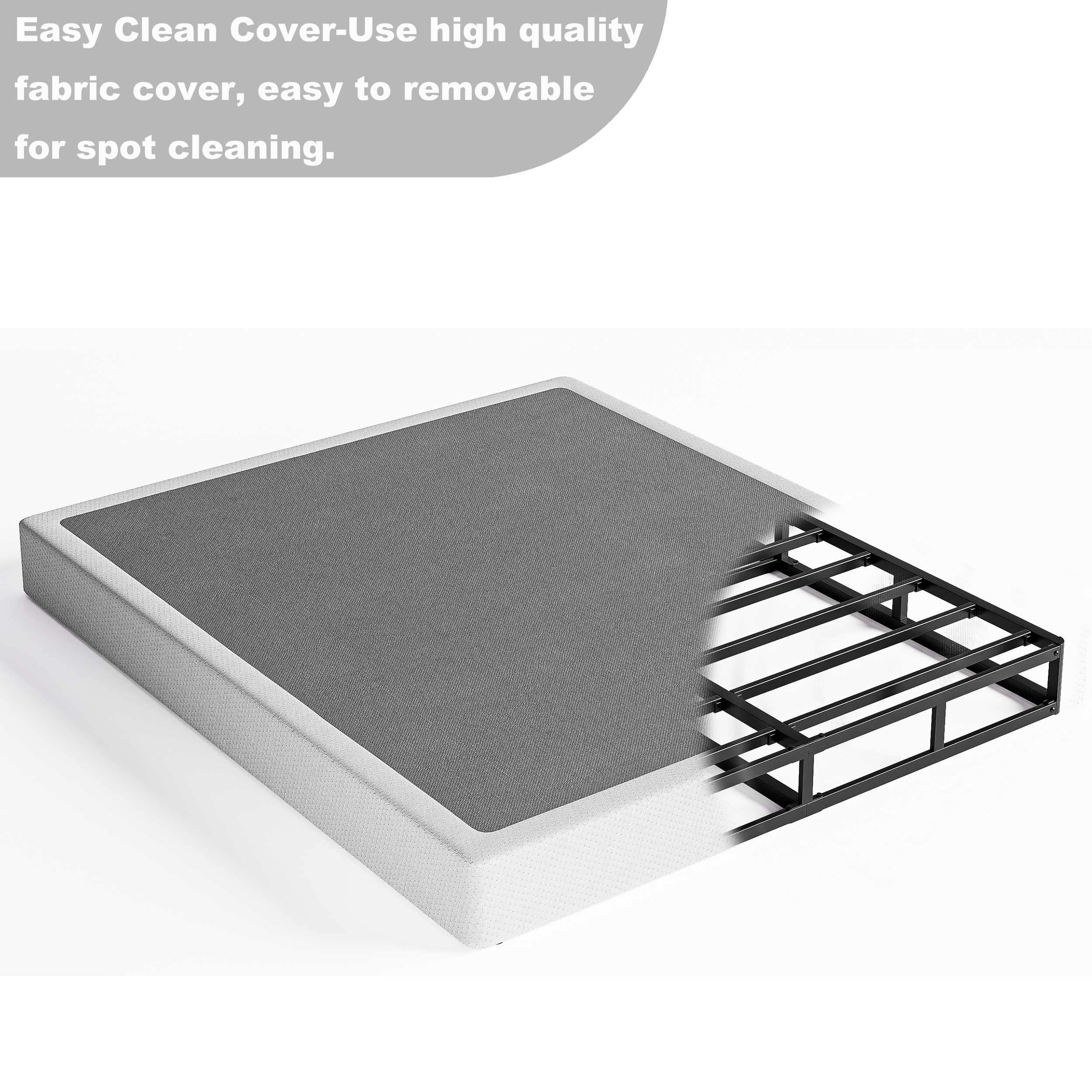Daqutic Box Spring Queen,5 Inch Metal Box-Spring Only, Mattress Foundation, Heavy Duty Structure with Fabric Cover Metal Frame, Noise Free, Non-Slip, Easy Assembly