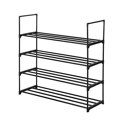 ducalmoral 4 Tiers Shoe Rack Shoe Tower Shelf Storage Organizer for Entryway, Hallway, and Bedroom, Black Color