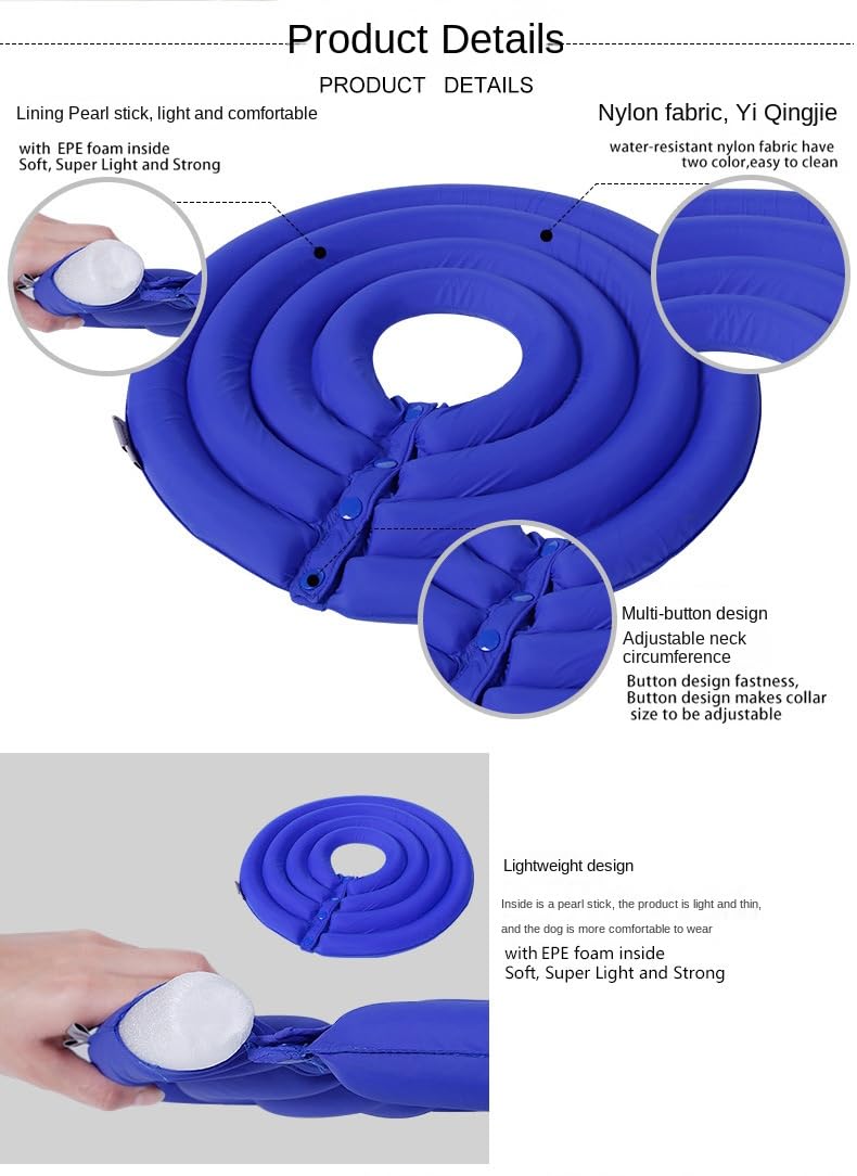 Dog Cone Collar, Inflatable Dog Neck Donut Collar Alternative After Surgery, Soft Protective Recovery Cone for Small Medium Large Dogs and Cats Puppies - Alternative Collar (Dark Blue,XL)