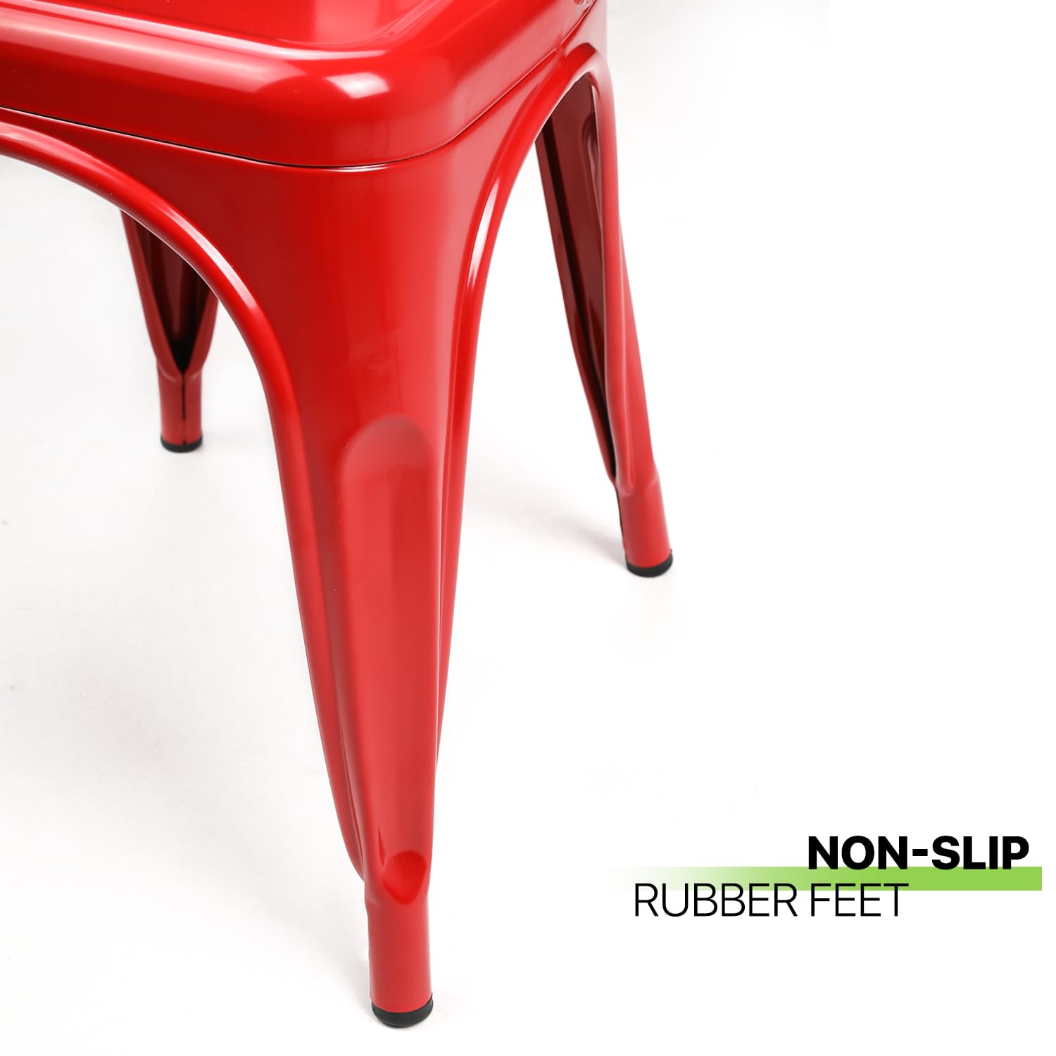 Magshion Metal Dining Chair Stackable Indoor Outdoor Industrial Vintage Chairs 4 Pack Bistro Dining Room Cafe Side Chairs with Back, 18 Inch Red