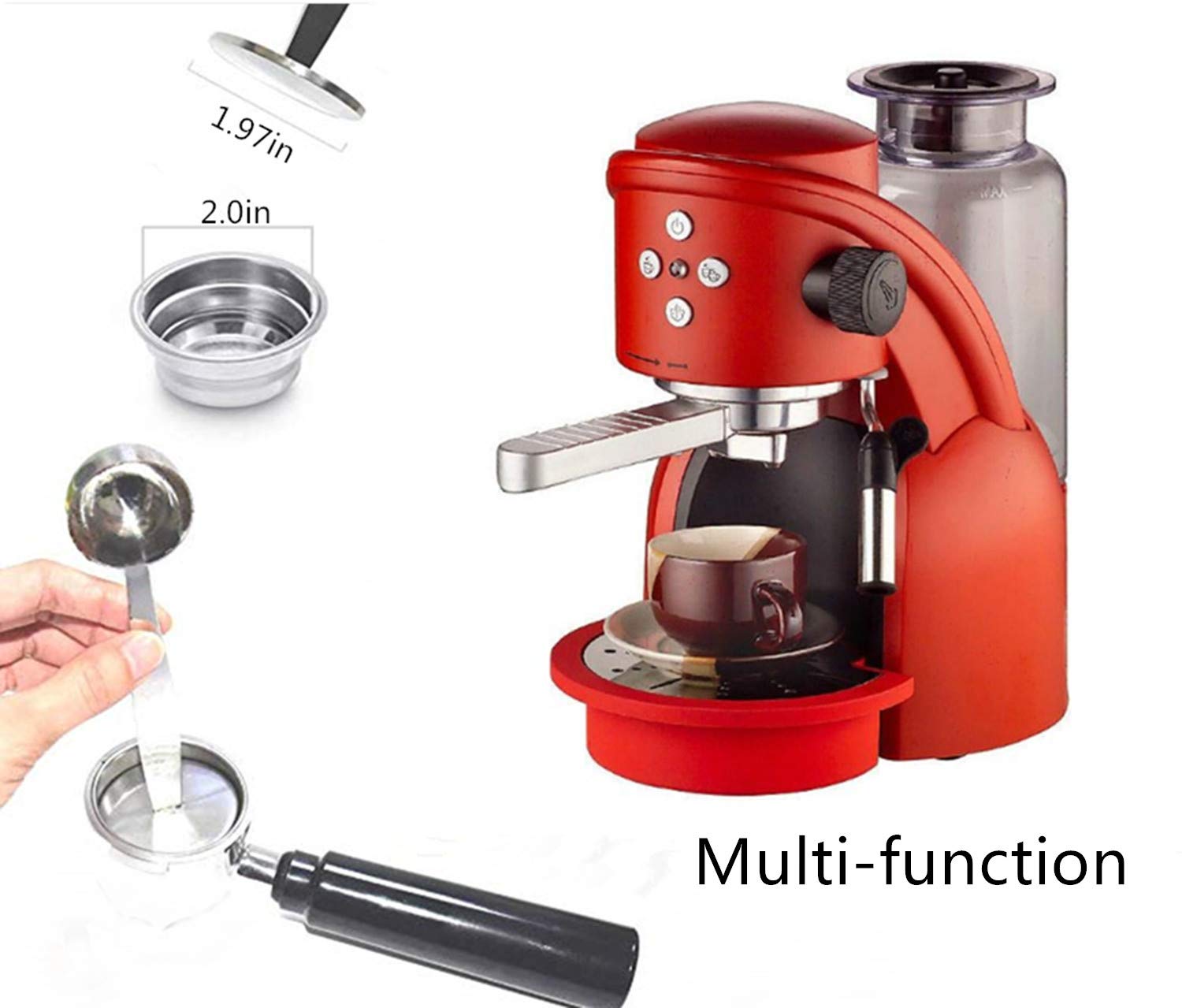Espresso Scoop with Tamper 2 In 1 Stainless Steel Coffee Scoop Tamping Dual-Purpose Coffee Spoon Powder Hammer Tamper Multi Function Spoon Holder Coffee Tools for Measuring and Tamping