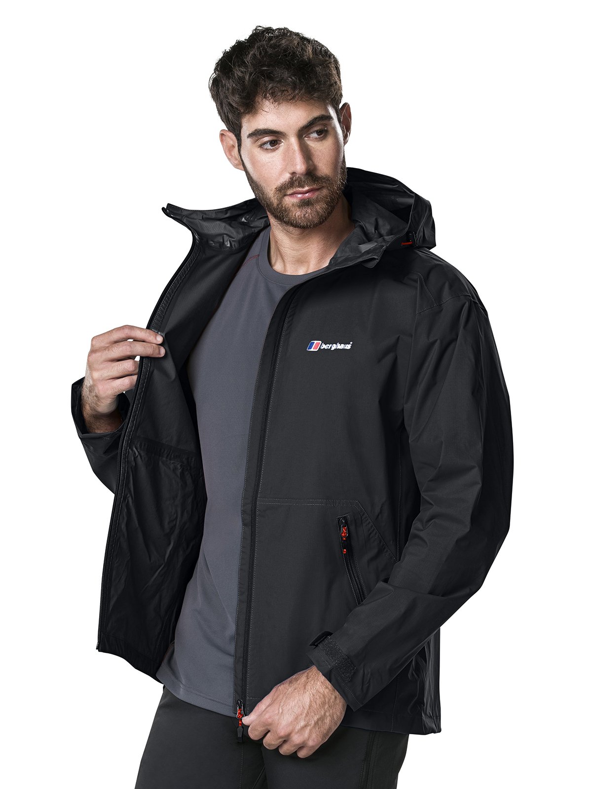Berghaus Men's Deluge Pro Waterproof Jacket, Black/Black, S