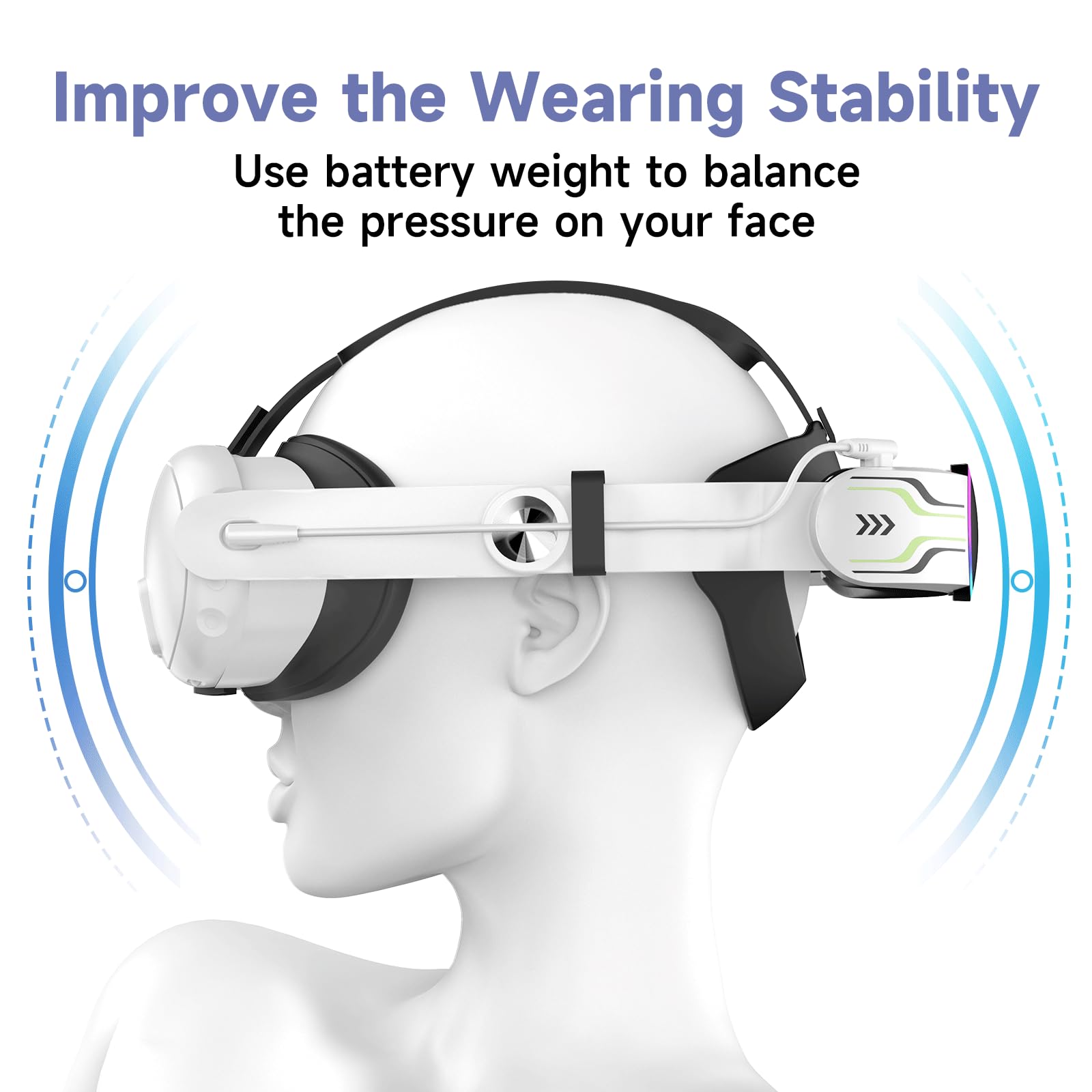 Bioherm Head Strap Compatible for Oculus/Meta Quest 2, Adjustable Headstrap to Enhanced Comfort for VR Headset, VR Accessories Reduce Face and Head Pressure